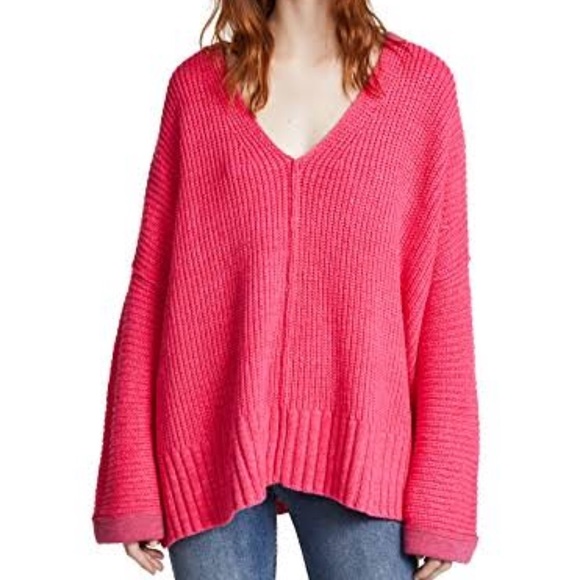 Free People | Sweaters | Free People Oversized Knitted Pink Sweater ...
